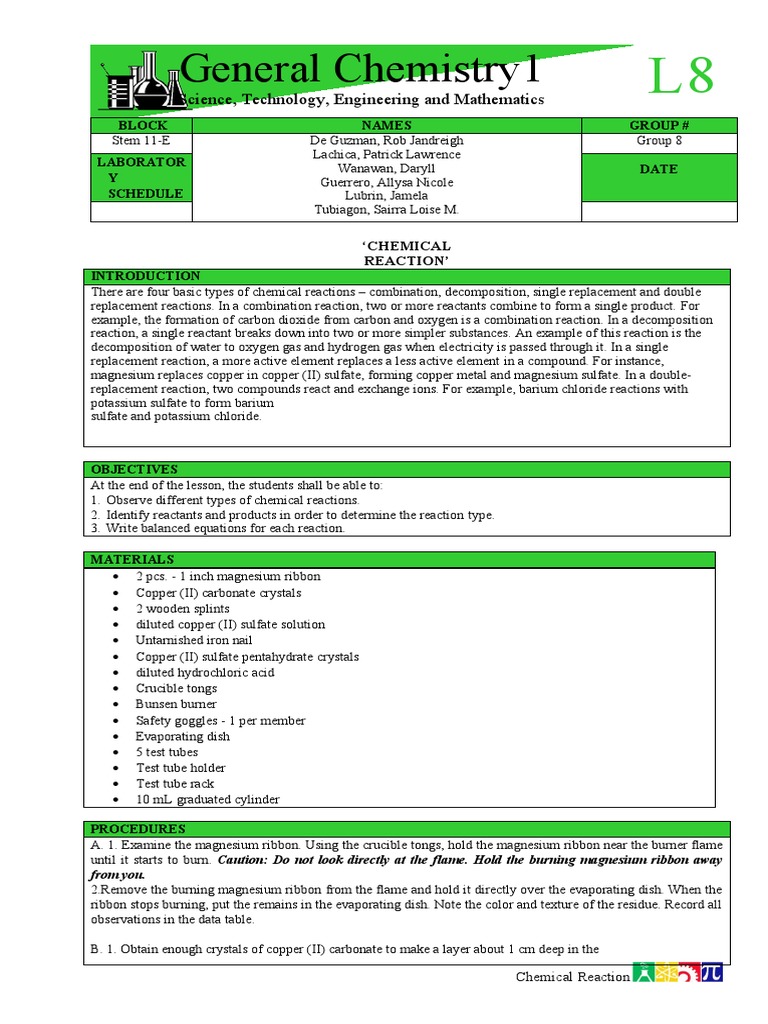 L3 Chemical Reactions | PDF | Chemical Reactions | Magnesium