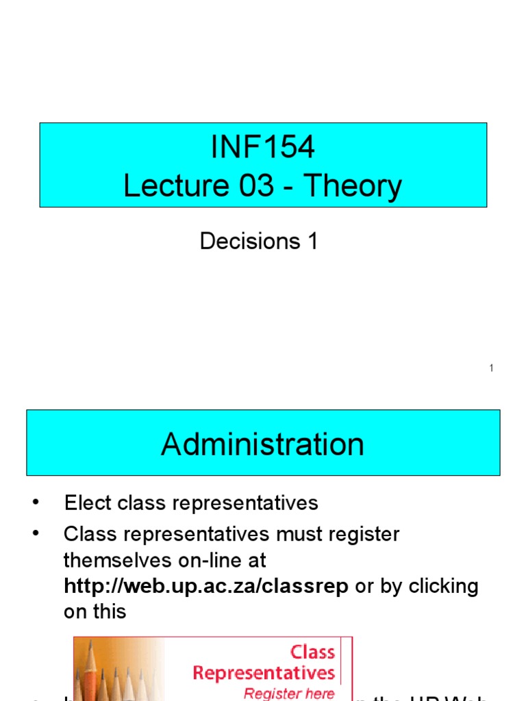 Inf 154 Inf154 2012 - Lecture 03 - Theory | PDF | Cakes | Computer Programming