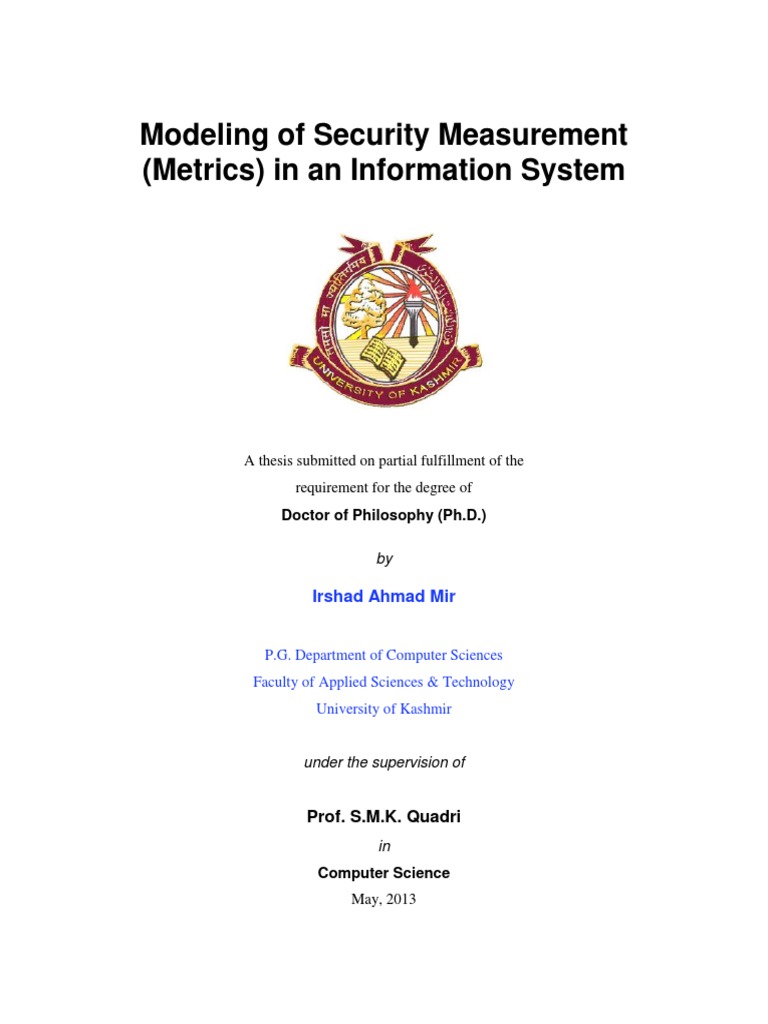 Modeling of Security Measurement (Metrics) in An Information System | PDF | Information Security ...