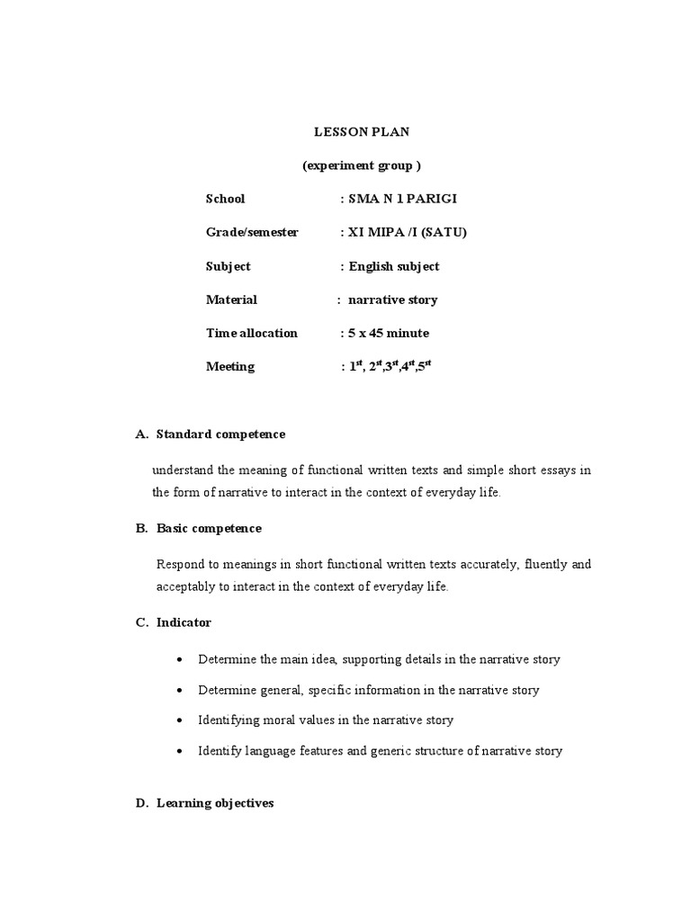 Lesson Plan Experimental Class 05 | PDF
