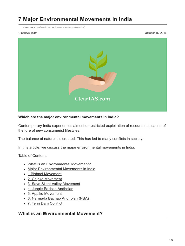 7 Major Environmental Movements in India | Download Free PDF | Natural Environment