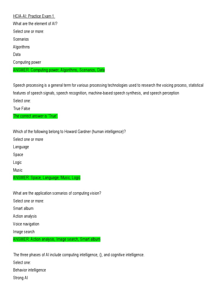 HCIA AI Practice Exam All | PDF | Artificial Neural Network | Support Vector Machine