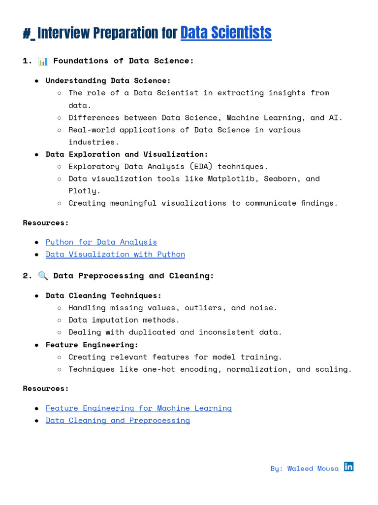 Interview Preparation For Data Scientists | PDF | Machine Learning ...