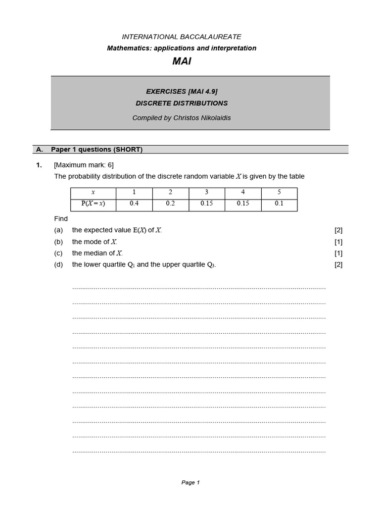 Mai 4.9 Discrete Distributions | PDF | Probability Distribution | Expected Value
