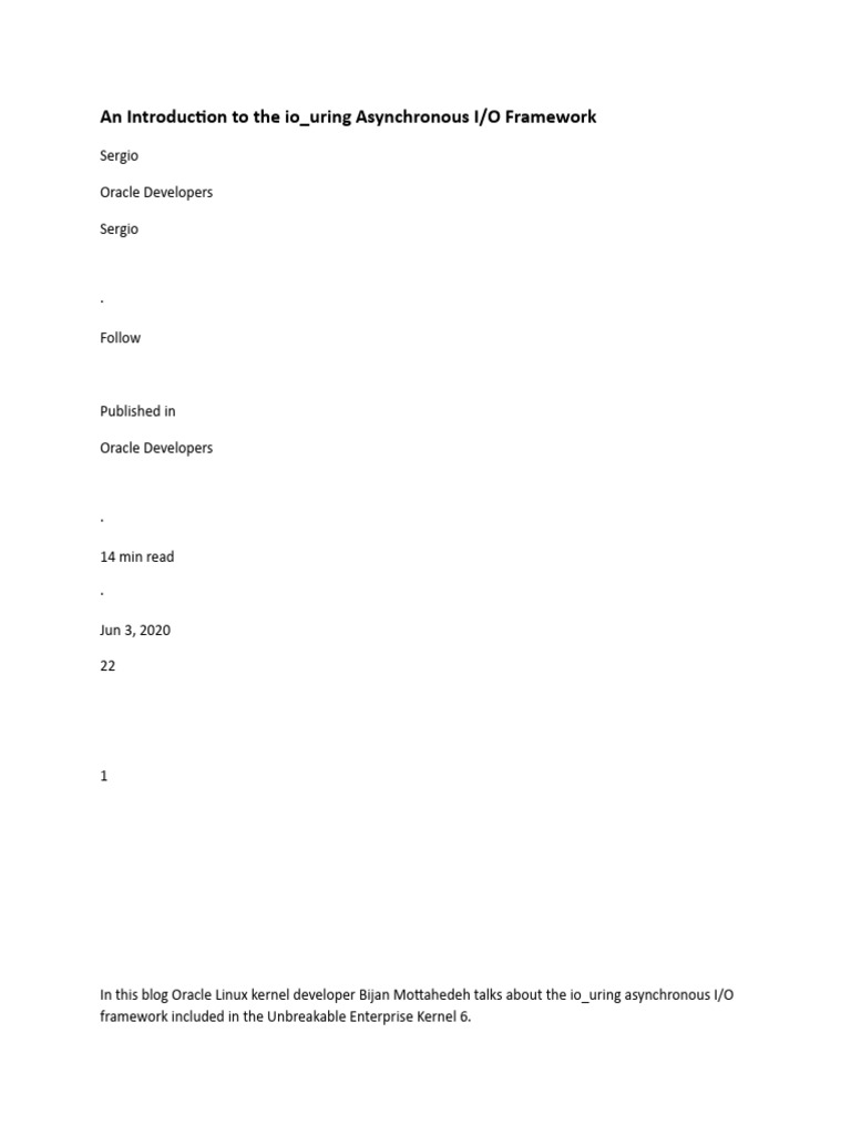 An Introduction To The Io - Uring Asynchronous I - O Framework | PDF ... An Introduction To The Io - Uring Asynchronous I - O Framework | PDF ...