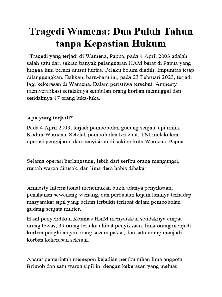 Wamena | PDF | Politik | Ilmu Sosial