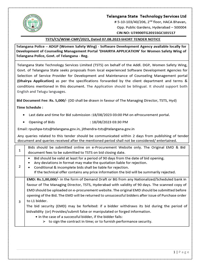 Dhairya Application - Tender Document - V3 | Download Free PDF ...