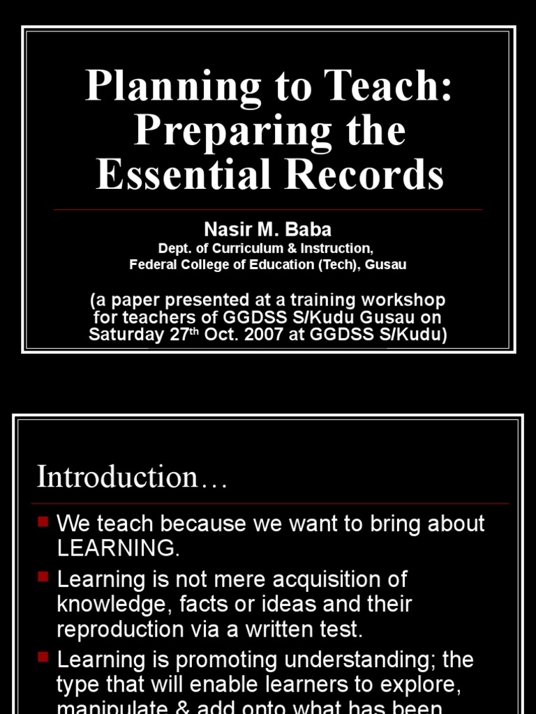 Essential Records for Effective Teaching | PDF | Teachers | Curriculum