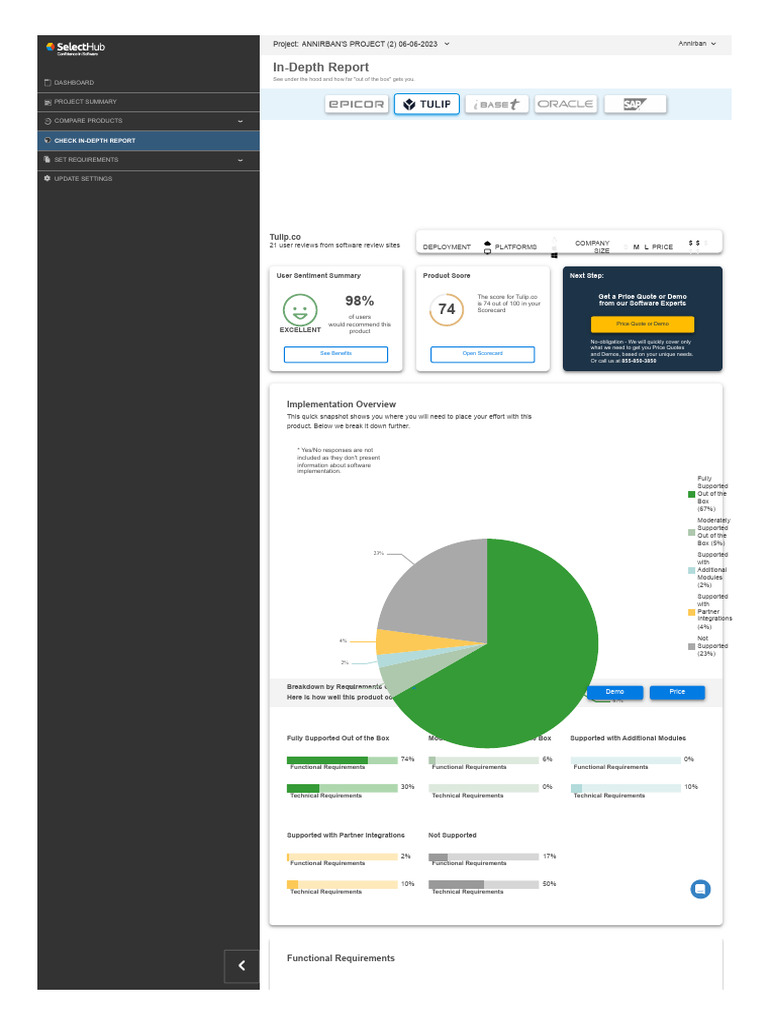Tulip Epicor In-Depth Report | PDF | Real Time Computing | Information Technology Management