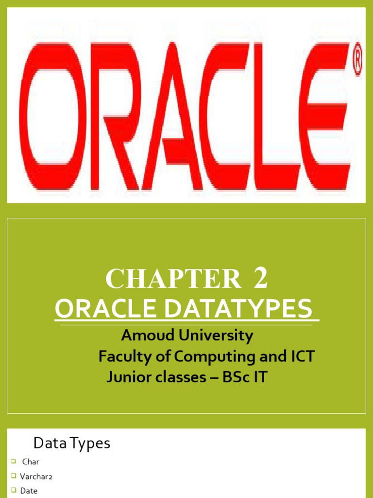 Chapter 2 Oracle Datatype | PDF | Data Type | String (Computer Science)