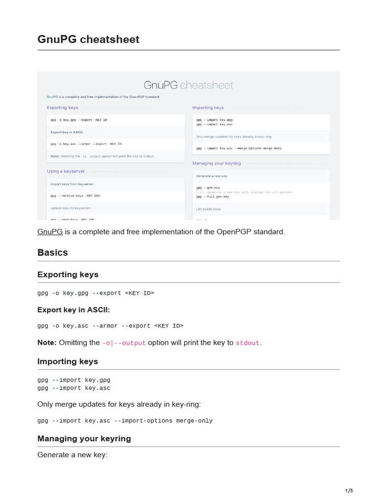GnuPG Cheatsheet | PDF | Cyberspace | Cryptography