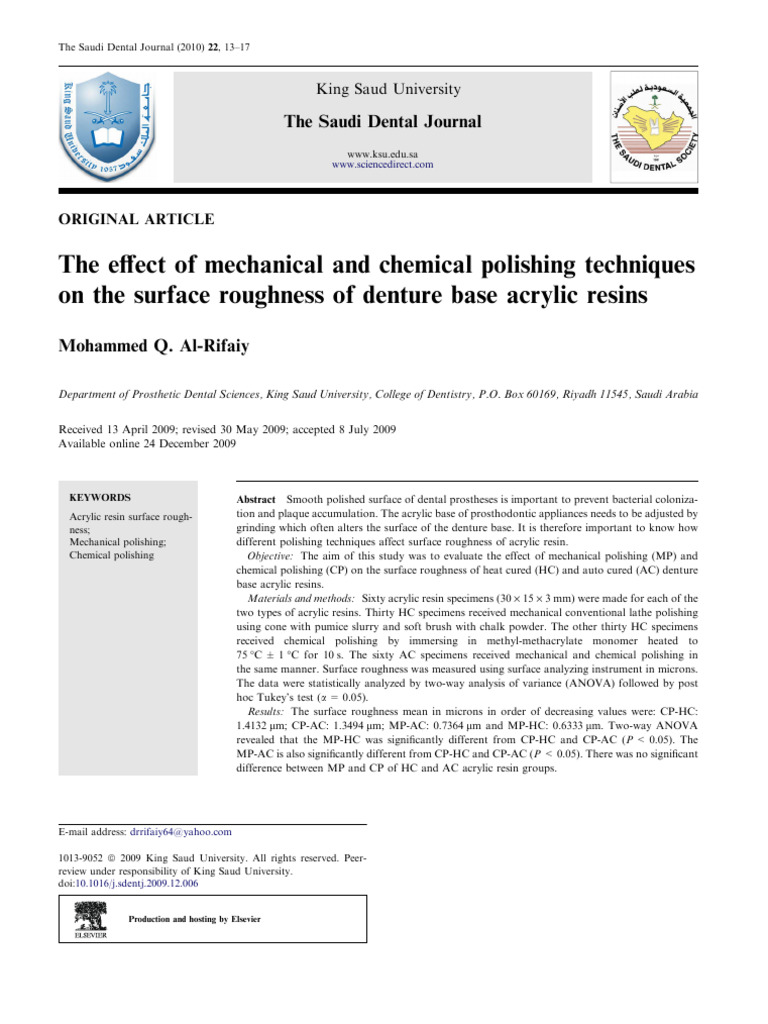 The Effect of Mechanical and Chemical Polishing Techniques | Download ...