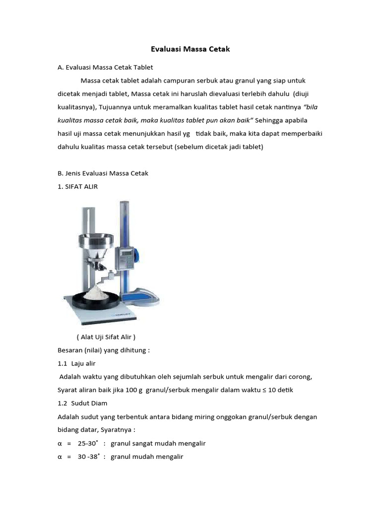 Evaluasi Sifat Alir Granul Tablet | PDF
