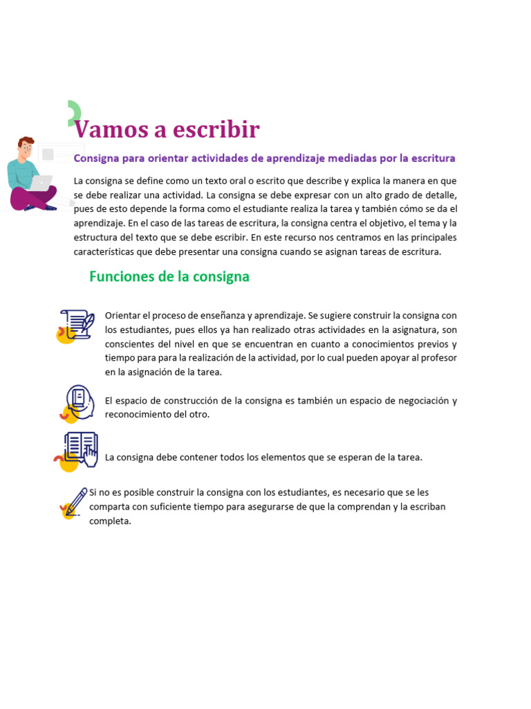 Texto Consigna de Escritura | PDF | Aprendizaje | Escritura