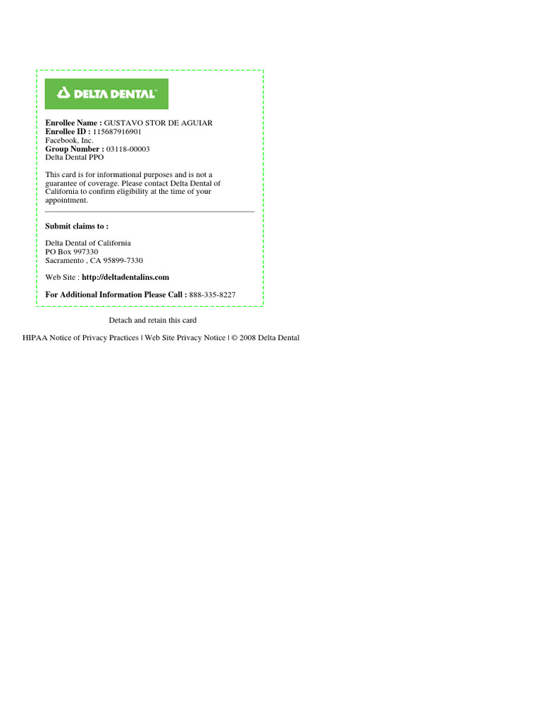 Dental Insurance ID Card | PDF | Social Science