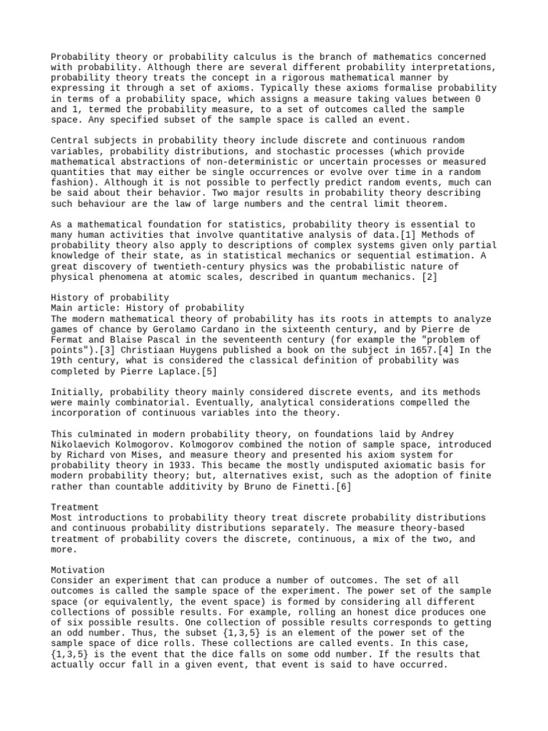 Probability Theory | Download Free PDF | Probability Theory ...