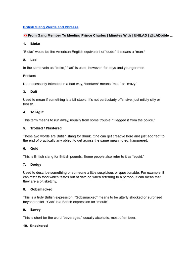 English Slang | PDF | Lexicology