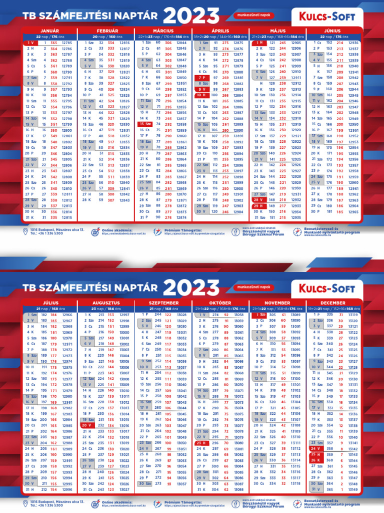 Kulcs-Soft TB Naptár 2023 Sötét | PDF