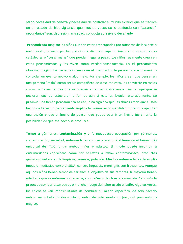 Toc Infantil | PDF | Desorden obsesivo compulsivo | Pensamiento