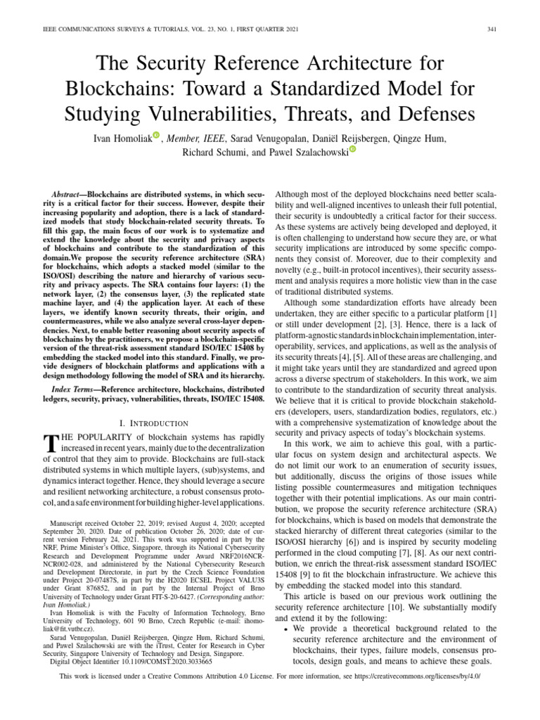 The Security Reference Architecture For Blockchains Toward A ... The Security Reference Architecture For Blockchains Toward A ...