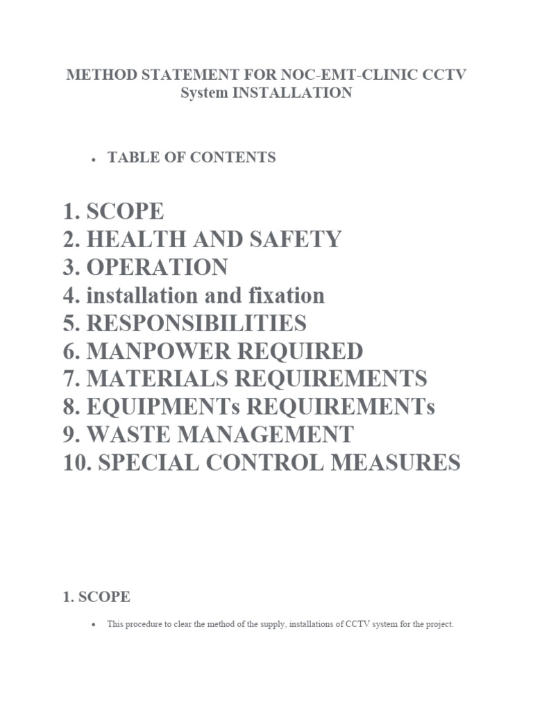 Method Statement For Noc | PDF | Electrical Wiring | Closed Circuit ...