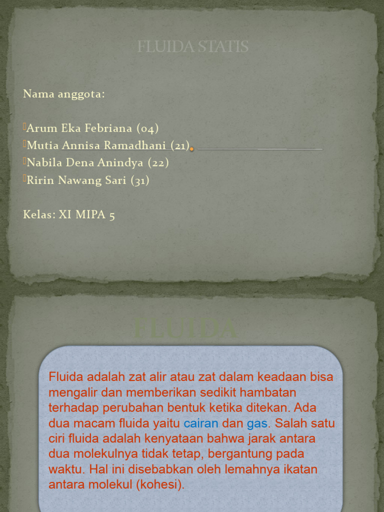 Konsep dan Rumus Fluida Statis | PDF | Sains & Matematika