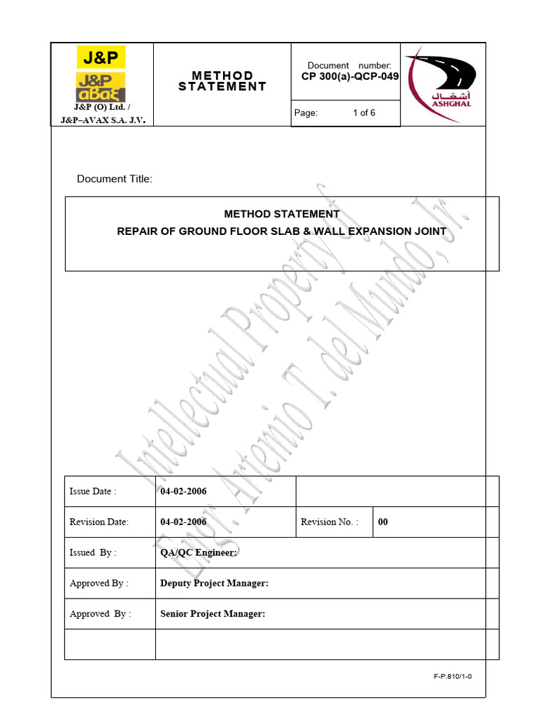 CP 300 (A) - QCP-049 Repair of Ground Floor Slab & Wall Expansi | PDF ...