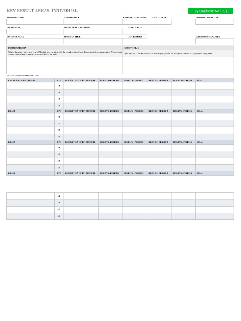 IC Key Result Areas KRA Individual 10721 | PDF | Performance Indicator ...