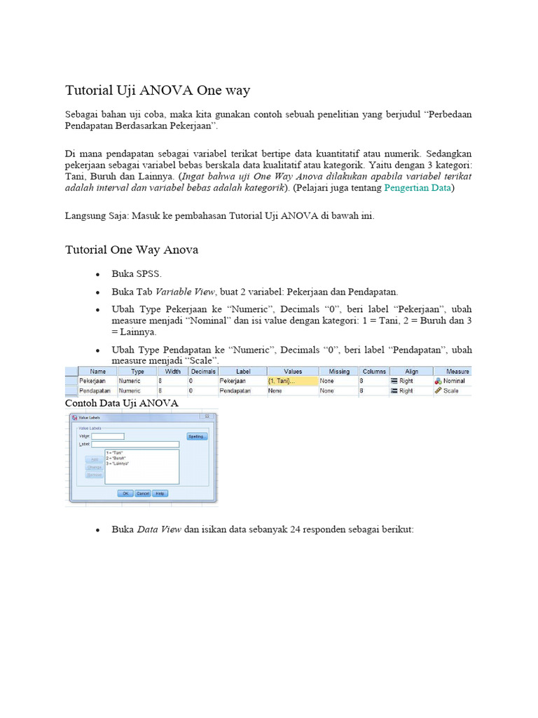 Tutorial Uji ANOVA One Way | PDF