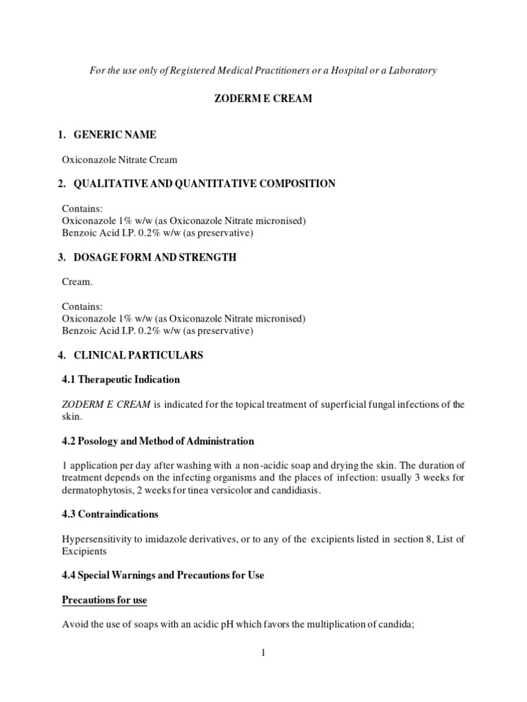 Zoderm e Cream | PDF | Clinical Medicine | Pharmacy