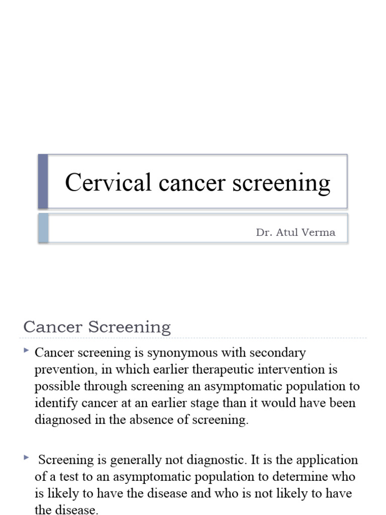 Cervical Cancer Screening Overview | PDF | Cervical Cancer | Health ...