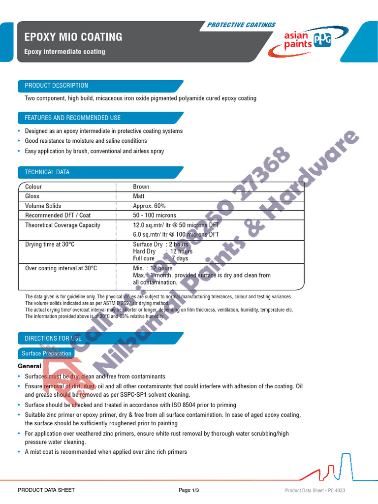 PC 4033 - Epoxy Mio Coating | PDF | Epoxy | Coating