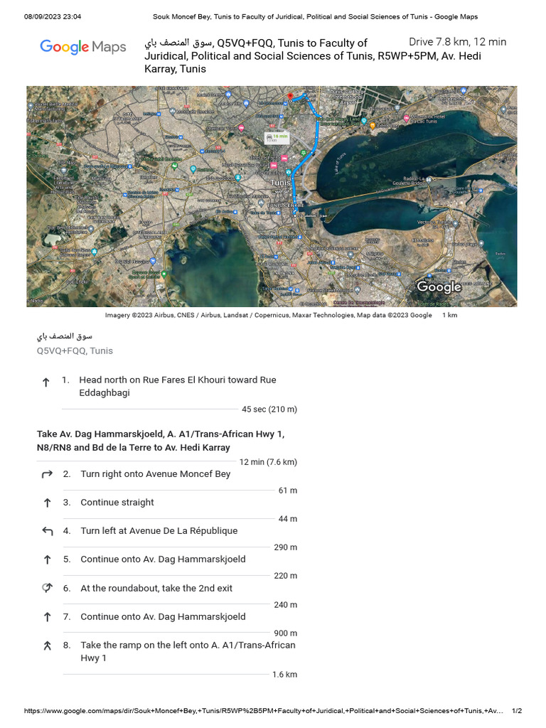 Souk Moncef Bey, Tunis To Faculty of Juridical, Political and Social Sciences of Tunis - Google ...