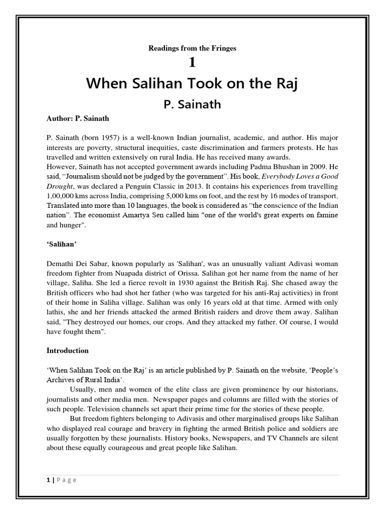 Salihan: A Forgotten Freedom Fighter | PDF | Social Science | General ...