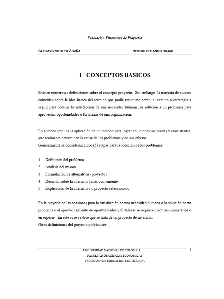 Evaluación Financiera Proyectos - Cap 1 PDF | PDF | Economias