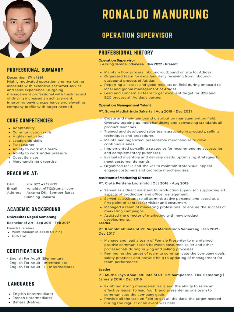 Resume Update Ronaldo Manurung | PDF | Sales | Marketing
