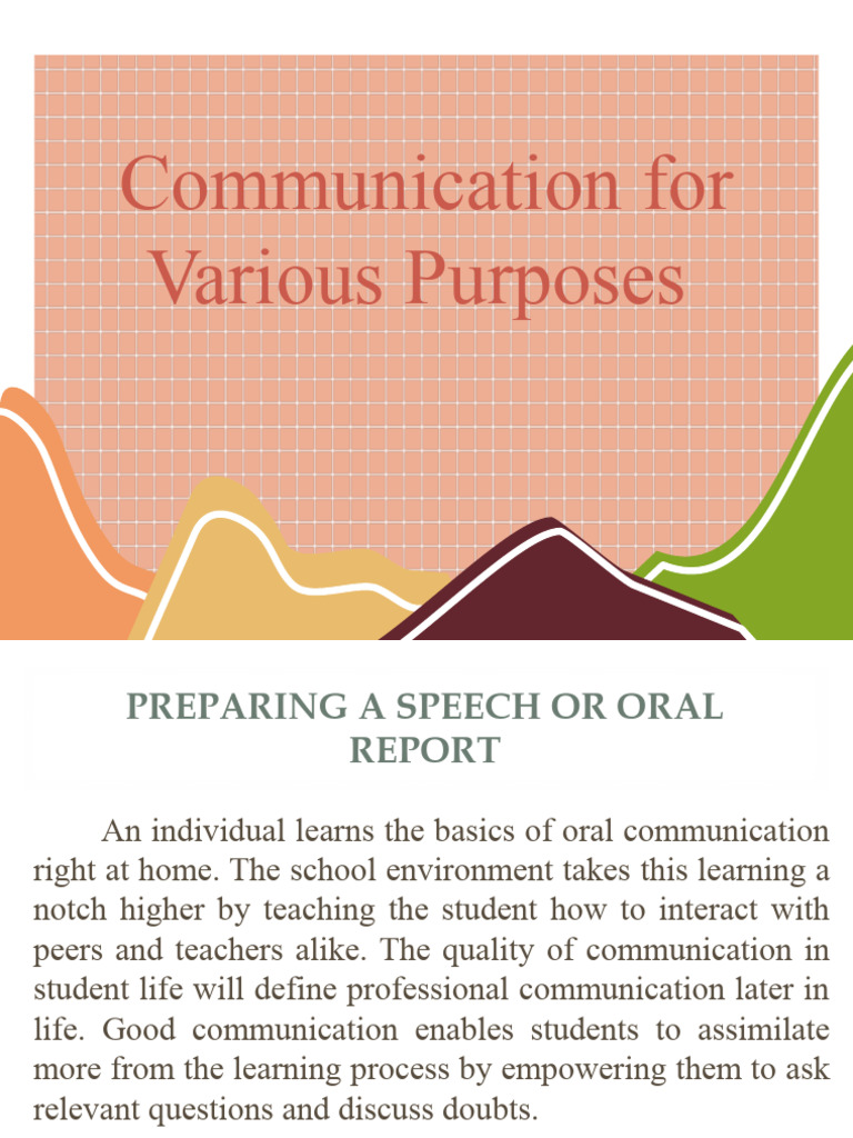 Communication For Various Purposes | PDF | Persuasion | Public Speaking