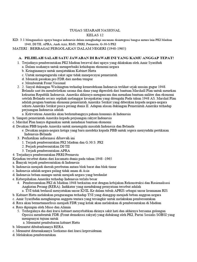 Latihan Soal Sejarah 1 | PDF