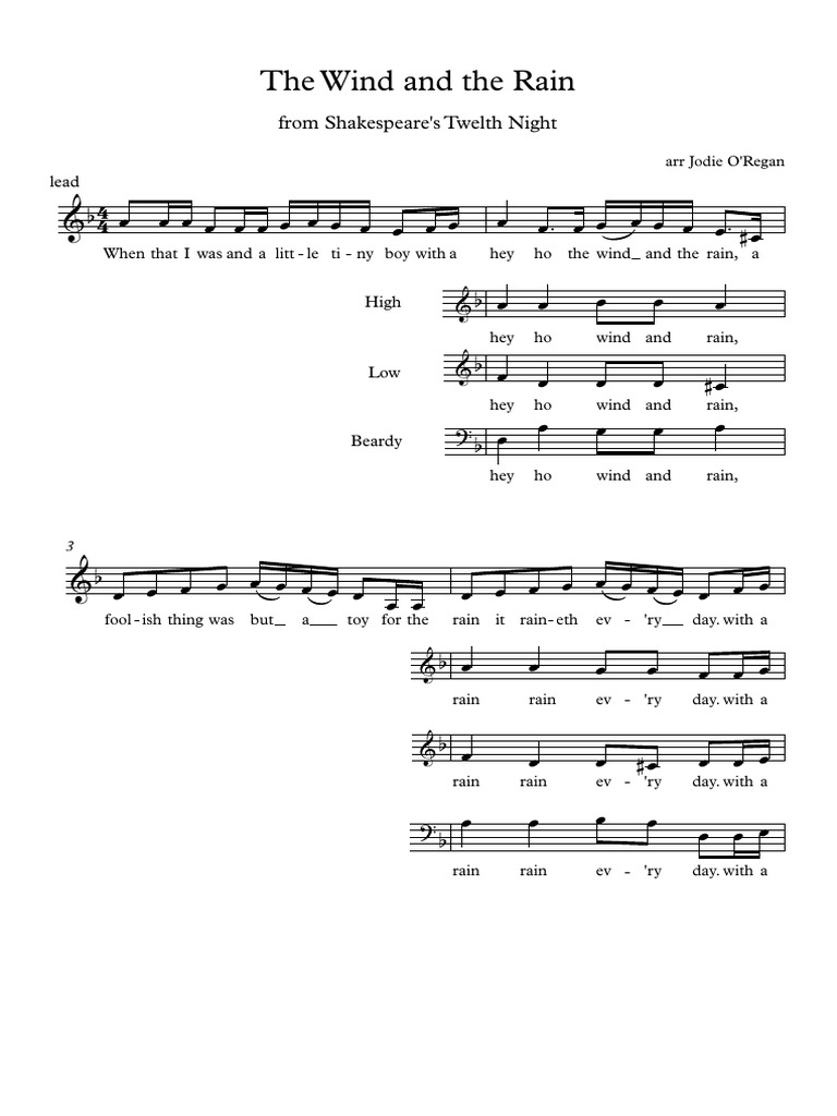 The Wind and the Rain - Full Score | PDF