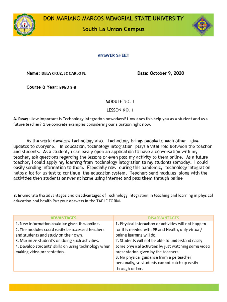 Dela Cruz JC Carlo Bepe 116 Module 1 Part 1 Activities | Download Free PDF | Educational ...