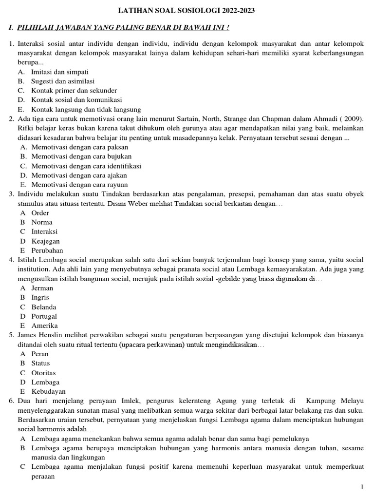 Latihan Soal PAT | PDF | Ilmu Sosial | Sains & Matematika