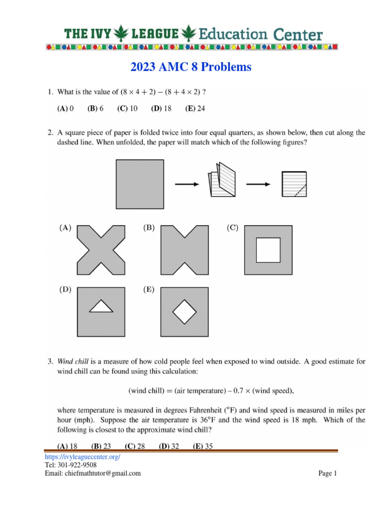 2023 Amc 8 Problems and Answers New | PDF