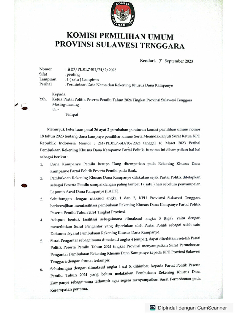 Permintaan Data RKDK-KPUSULTRA | PDF