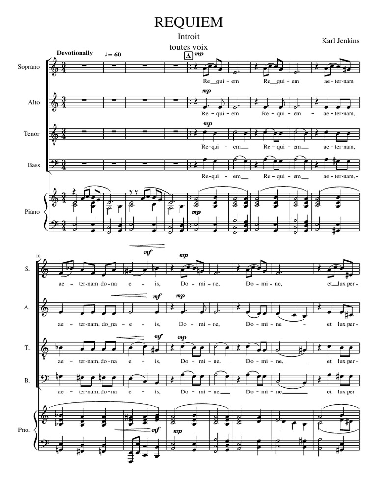 Karl Jenkins Requiem Introit Score | PDF | Singing | Vocal Music