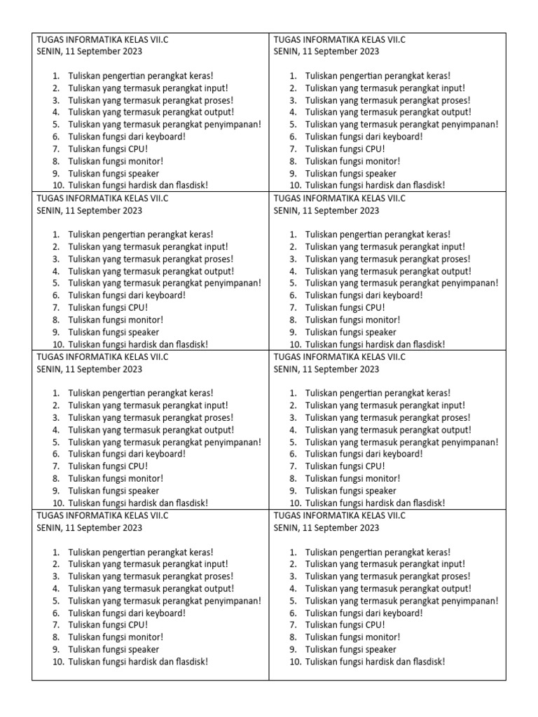 Tugas Informatika Kelas Vii | PDF | Teknologi & Rekayasa