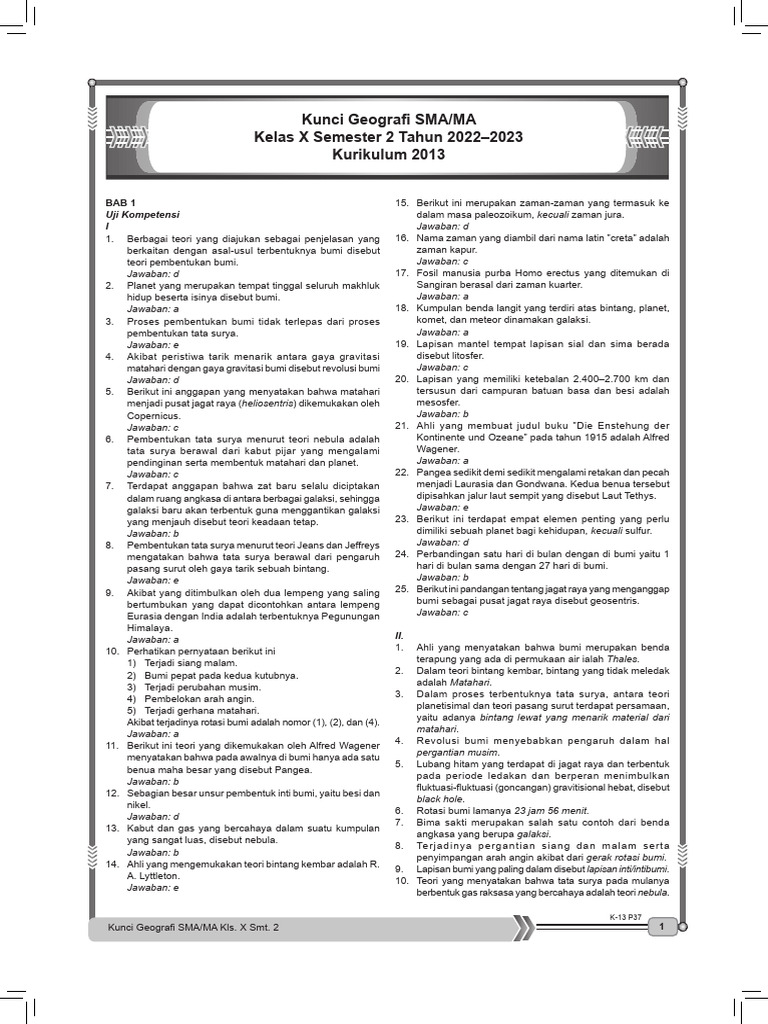Kunci LKS SMA - Geografi 10B | PDF | Ilmu Sosial | Sains & Matematika