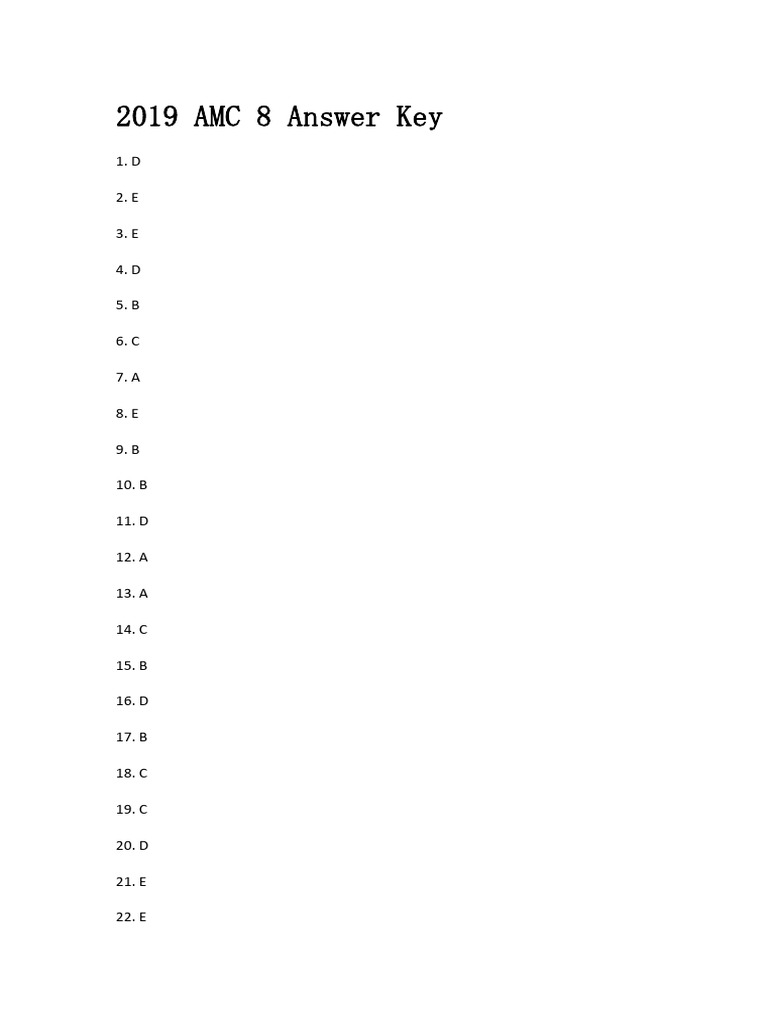 2019 AMC 8 Answer Key | PDF
