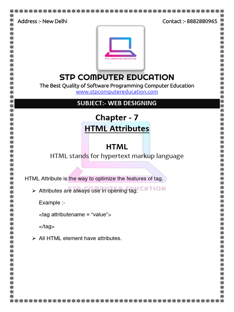 Chapter - 7 HTML Attributes | PDF