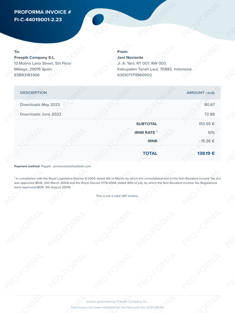 Invoice Freepik Company | PDF