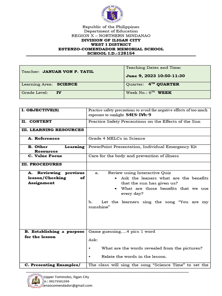 Lesson Plan Template English | PDF | Sunscreen | Learning